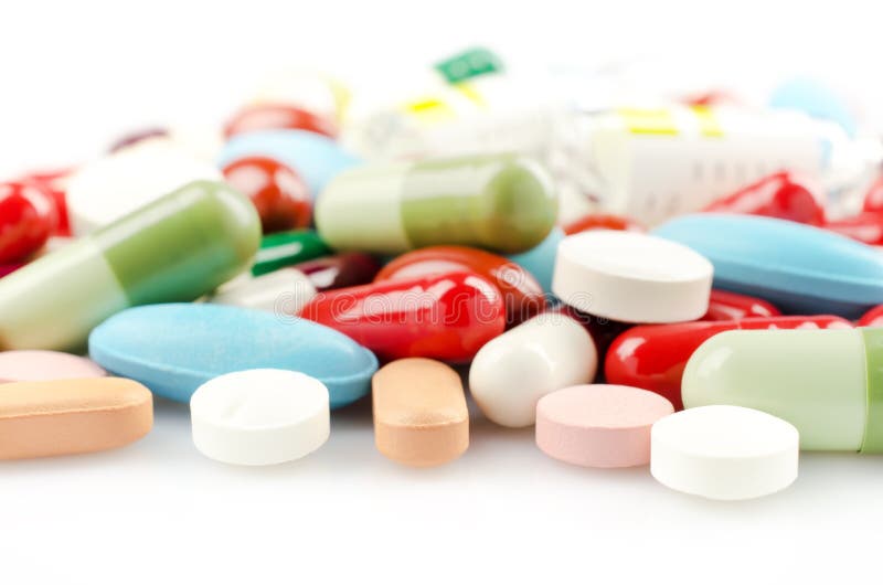Multicolored Pills and Capsules Stock Photo - Image of maroon, medicine ...