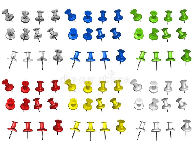 Set of Push Pins in Different Colors. Thumbtacks Stock Vector ...