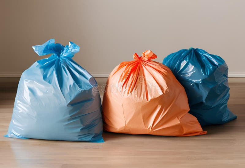 Multicolored Plastic Bags Filled with Assorted Waste.AI Generated Stock ...