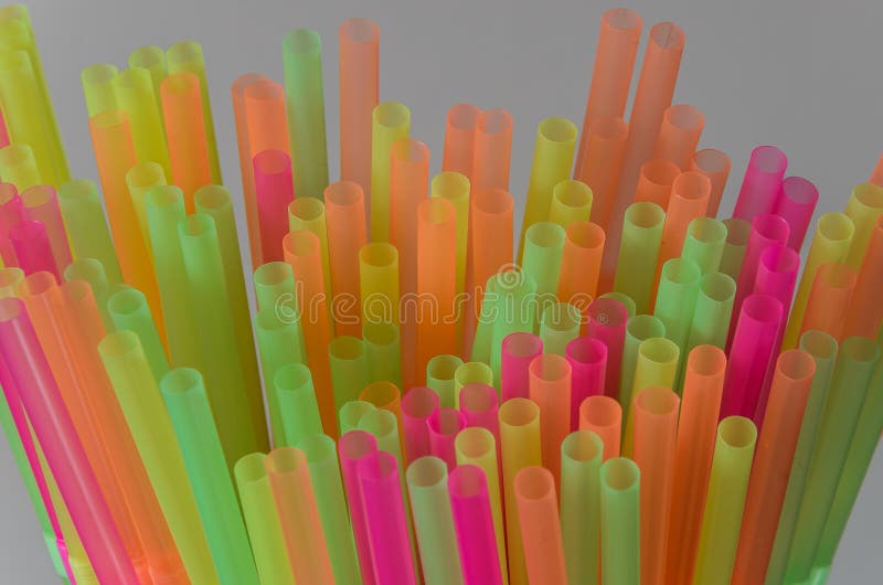 Multicolored Plastic Tubes for Cocktails and Drinks Stock Photo - Image ...