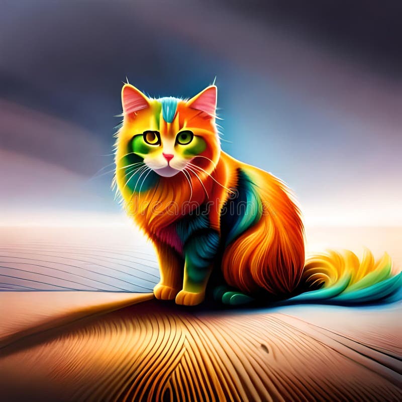 Multicolored Portrait of a Cat Stock Illustration - Illustration of ...