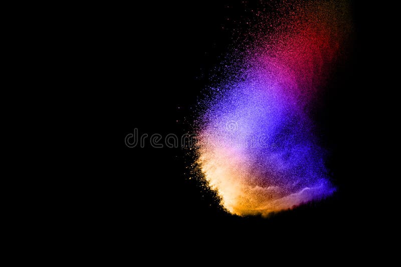 Multicolored Powder Explosion Cloud Isolated on Black Background Stock ...