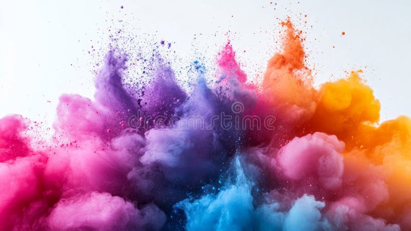 Multicolored Powder Paint Exploding and Creating a Vibrant Cloud on a ...