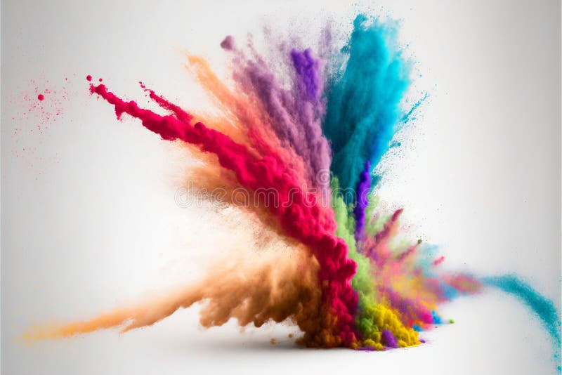 Multicolored Powder Splatted on White Background, Freeze Motion Color ...