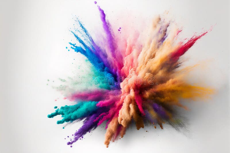 Multicolored Powder Splatted on White Background, Freeze Motion Color ...