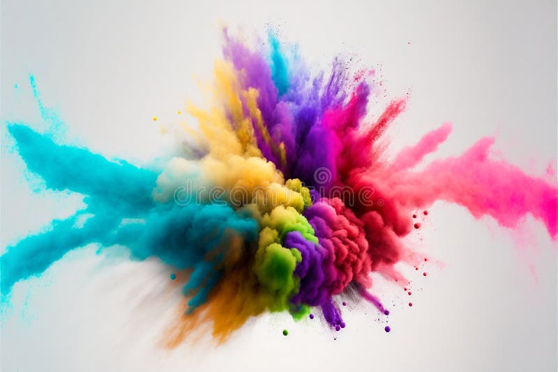 Multicolored Powder Splatted on White Background, Freeze Motion Color ...