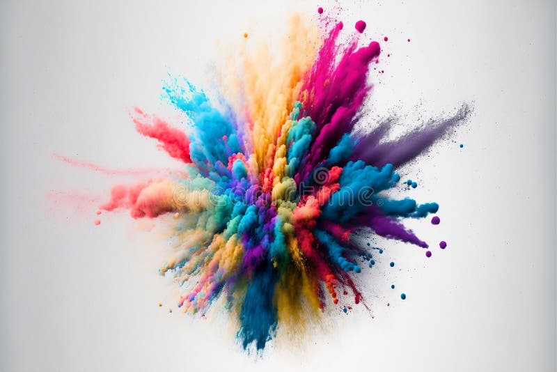 Multicolored Powder Splatted on White Background, Freeze Motion Color ...