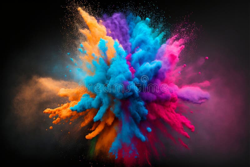Multicolored Powder Splatted on White Background, Freeze Motion Color ...