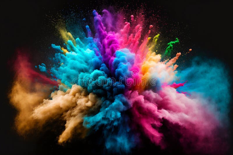 Multicolored Powder Splatted on White Background, Freeze Motion Color ...