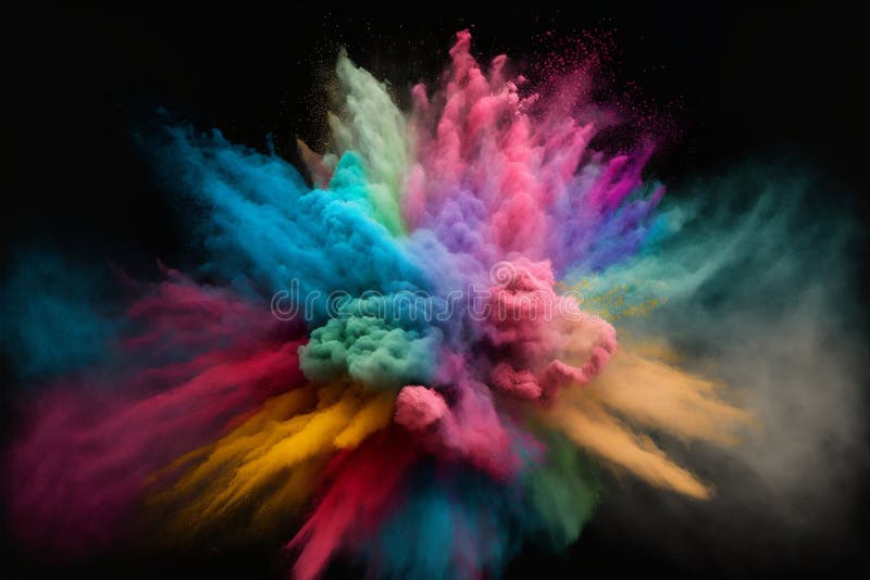 Multicolored Powder Splatted on White Background, Freeze Motion Color ...