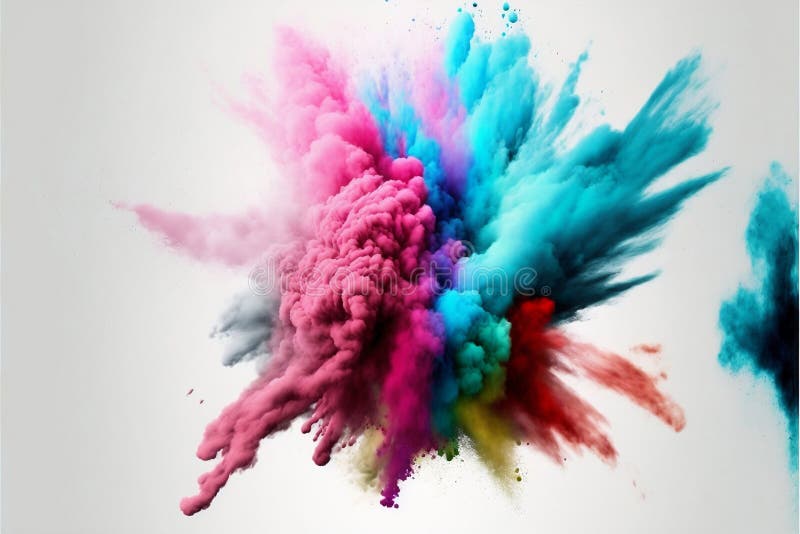Multicolored Powder Splatted on White Background, Freeze Motion Color ...