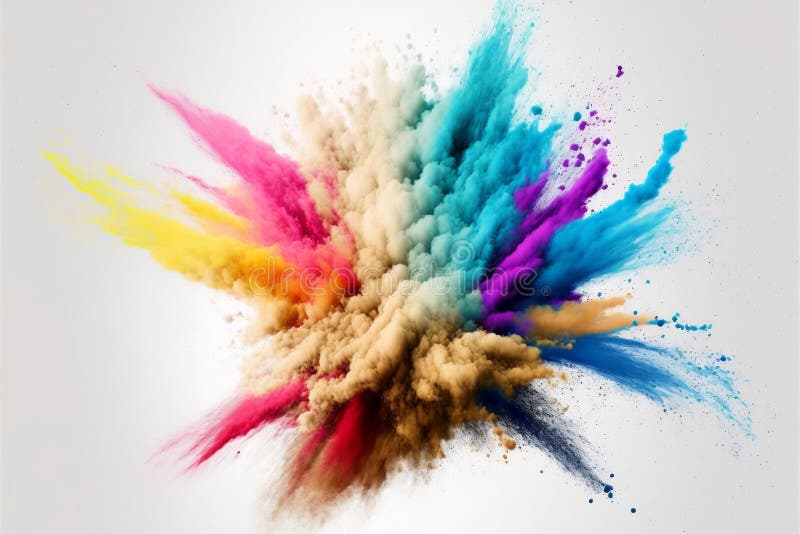 Multicolored Powder Splatted on White Background, Freeze Motion Color ...