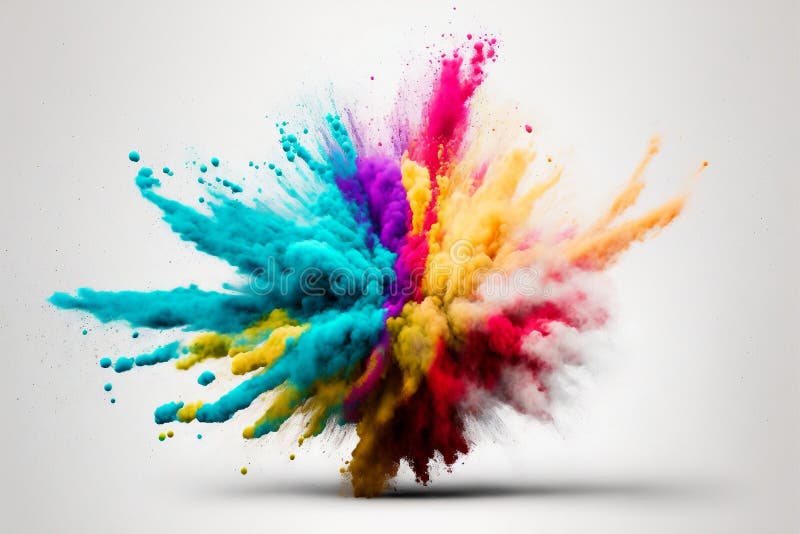 Multicolored Powder Splatted on White Background, Freeze Motion Color ...
