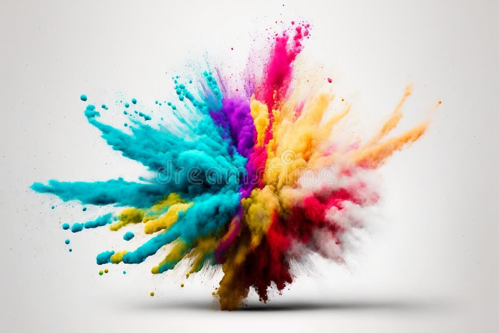 Multicolored Powder Splatted on White Background, Freeze Motion Color ...