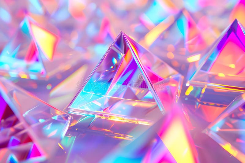 Vibrant Prism Triangles in Neon Lights Stock Photo - Image of backdrop ...