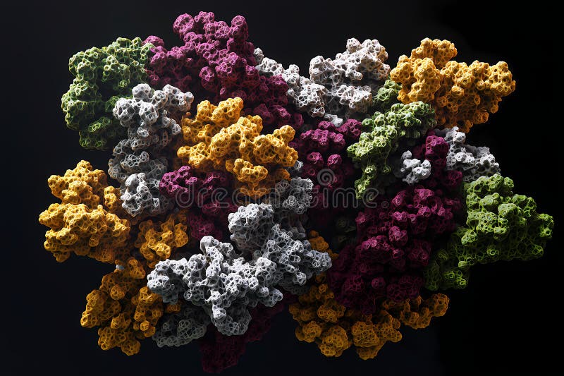 Multicolored Protein Structure Showing Complex Molecular Arrangement ...