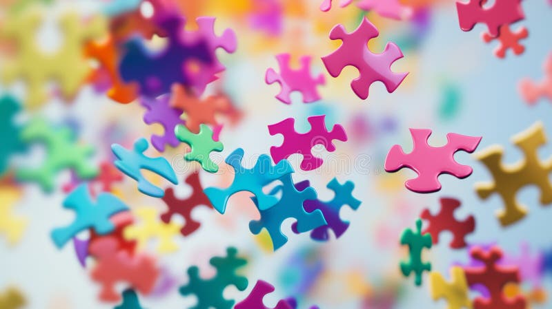 Multicolored Puzzle Pieces Scattered in Abstract Art Concept for ...
