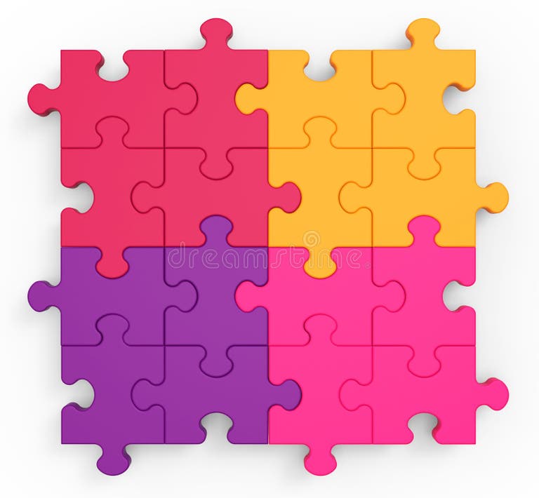 Multicolored Puzzle Square Showing Unity Stock Illustration ...