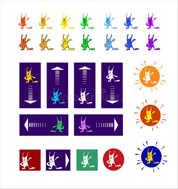 Multicolored Rabbits in Pointers Stock Illustration - Illustration of ...