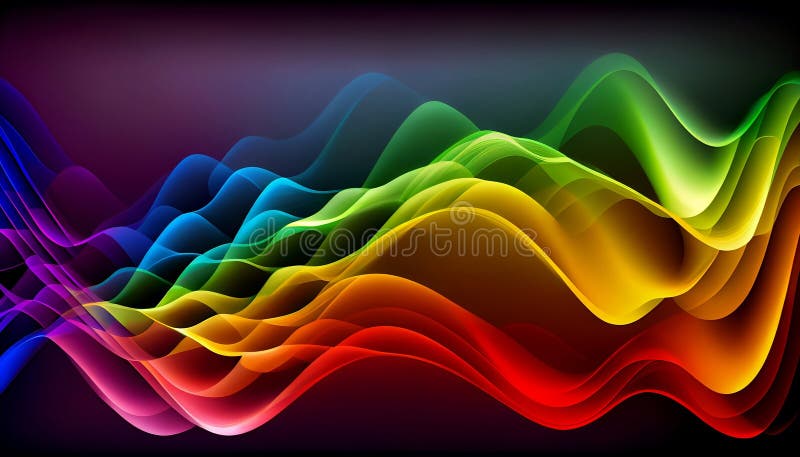 A Multicolored Rainbow Waves Abstract Background, Generative AI Stock Illustration ...