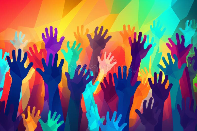 Multicolored Raised Hands. the Concept of the Struggle for Rights ...