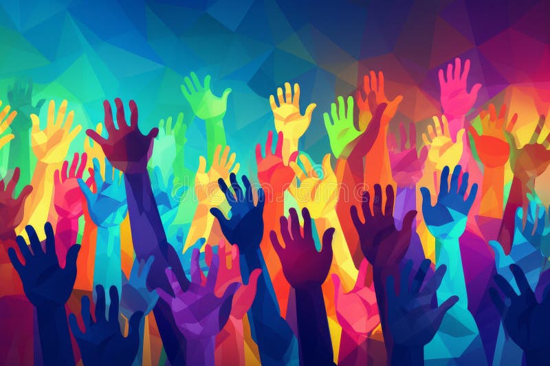 Multicolored Raised Hands. the Concept of the Struggle for Rights ...