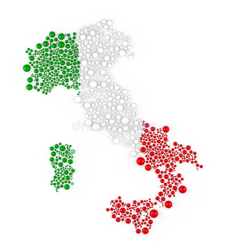 Multicolored Raster Abstract Composition of Italy Map Constructed of ...