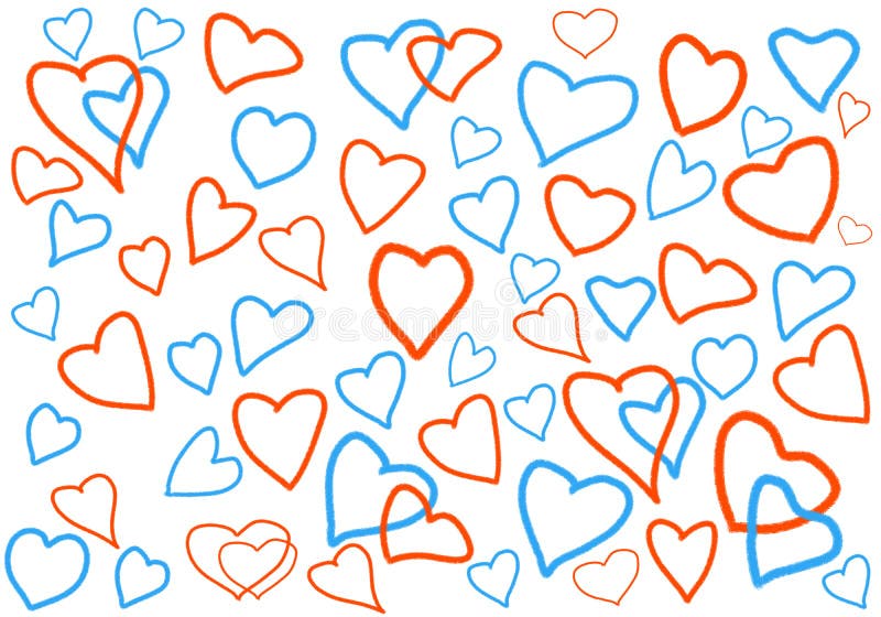 Multicolored Red and Blue Heart Pattern on White Isolated Background ...