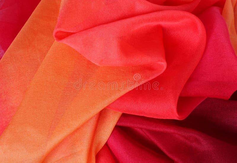 Multicolored Red Orange Silk Fabric Stock Photo - Image of fabric ...