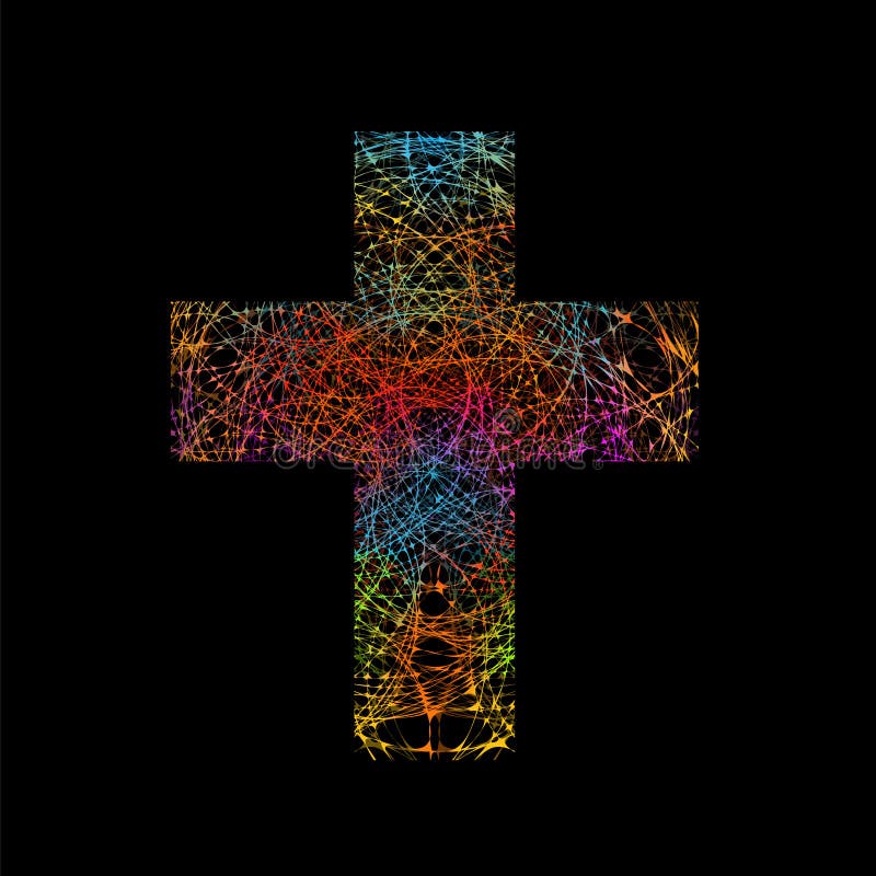 Multicolored Religious Cross. Happy Easter. Vector Illustration Stock ...