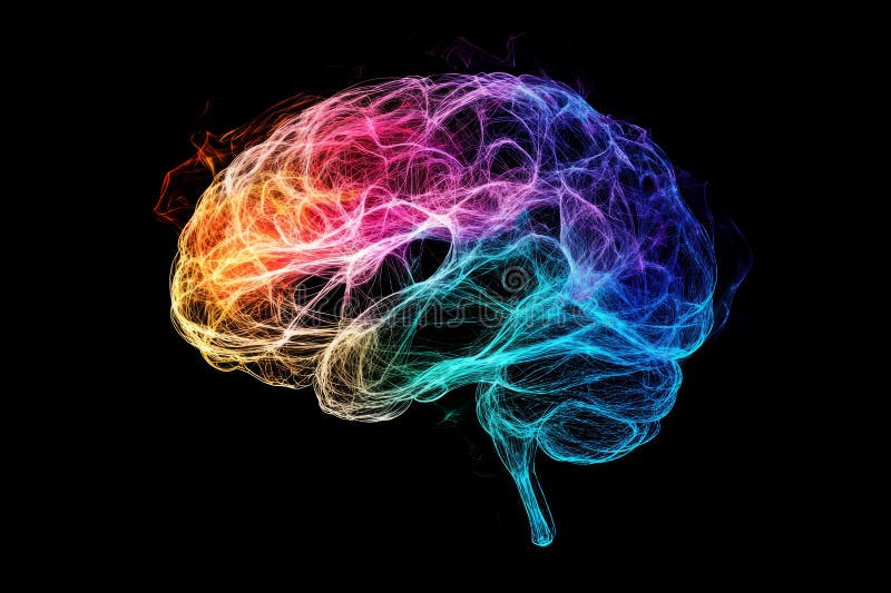 Multicolored Representation of a Human Brain. Concept of Creativity ...