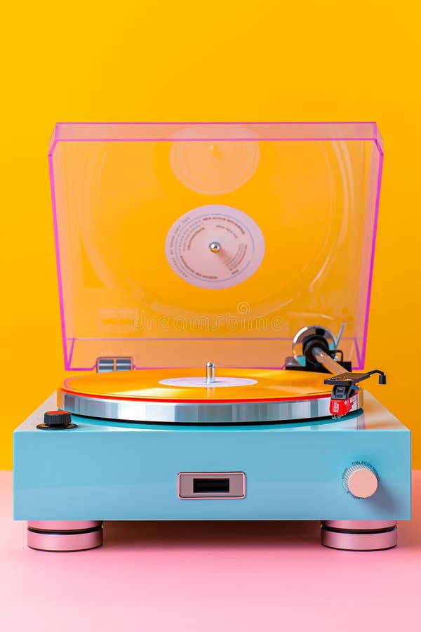 Multicolored Retro Vinyl Disc Player. Stock Illustration - Illustration ...