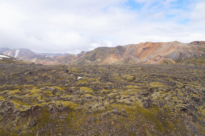 Multicolored Rhyolite Mountains of Landmannalaugar, Iceland Stock Image ...