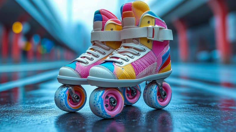 Multicolored Roller Skates for Kids, Active Sport for Child in Summer ...