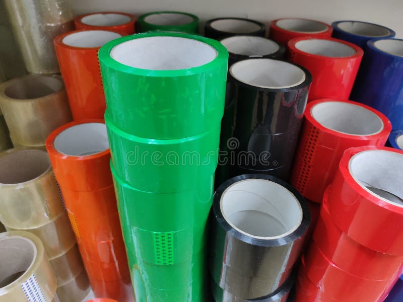 Multicolored Rolls of Adhesive Tape Stock Image - Image of transparent ...