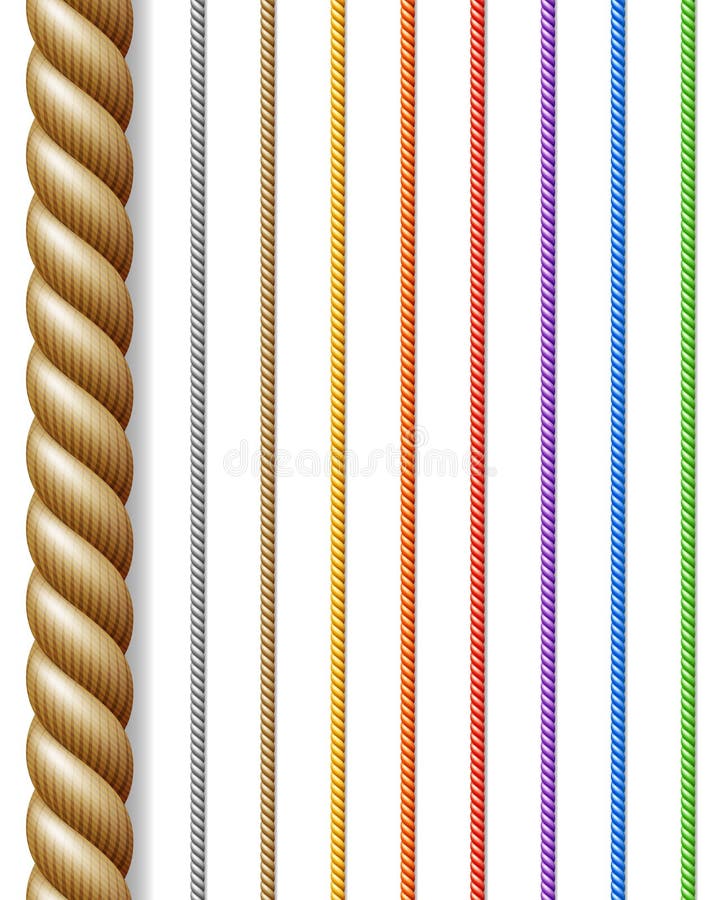 Multicolored Ropes Set, Isolated on White Stock Vector - Illustration ...