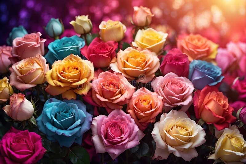 Multicolored Roses Gradient Background is Unusual. Ai Generative Stock ...