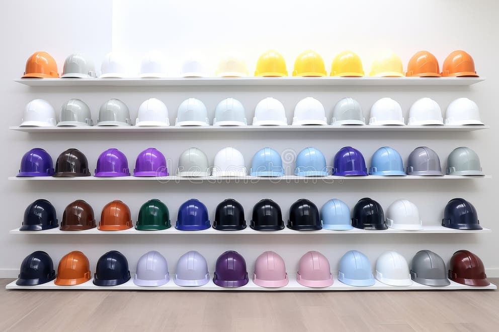 Multicolored Safety Construction Worker Hats for Teamwork and Quality ...