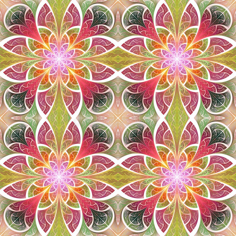 Multicolored Seamless Flower Pattern in Stained-glass Window Sty Stock ...