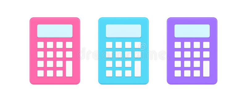 Multicolored Set Modern Calculators with Buttons and Display Fast ...
