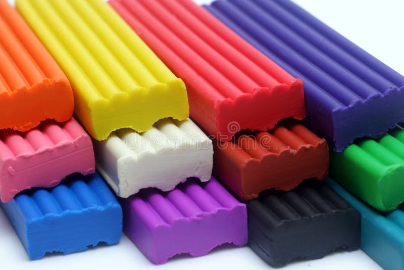 Multicolored Set of Plasticine Sticks on White Background Closeup View ...