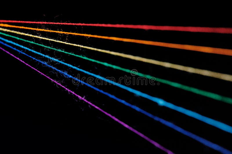Multicolored Sewing Threads Form Rainbow Black Background Stock Photos ...