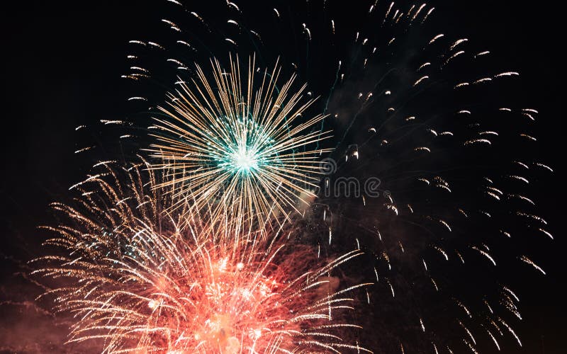 Multicolored Shiny Fireworks Stock Image - Image of glowing, blast ...