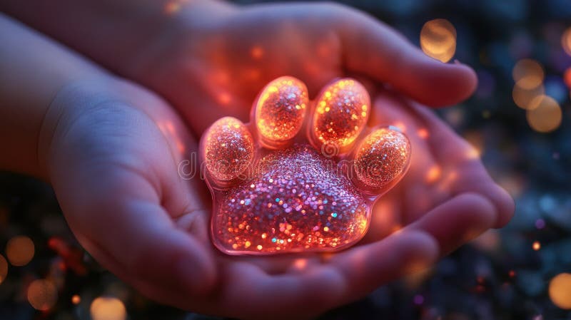 Multicolored Shiny Silicone Cat Paw in Child S Hands. Selective Focus ...