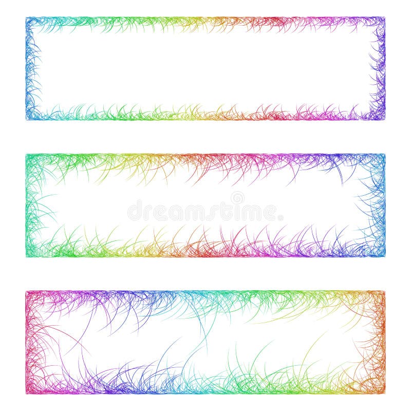 Multicolored Sketch Banner Frame Design Set Stock Vector - Illustration ...