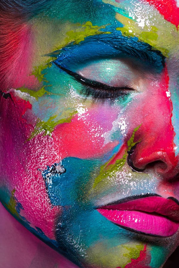 Multicolored Skin, Difficult To Identify. Creative Makeup and Drawing ...