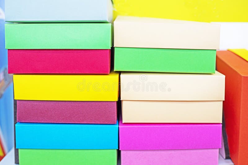 Multicolored Small Gift Boxes Stacked Stock Image - Image of ...