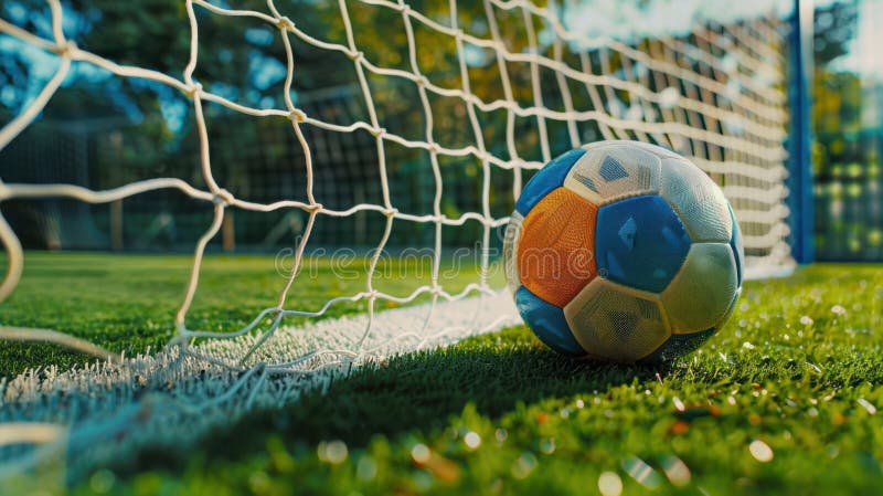 Soccer Ball in the Goal. AI Generated Stock Image - Image of ball ...