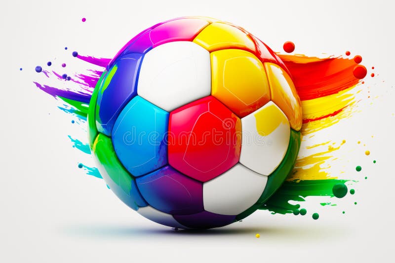Multicolored Soccer Ball with Splash of Paint on the Side. Generative ...