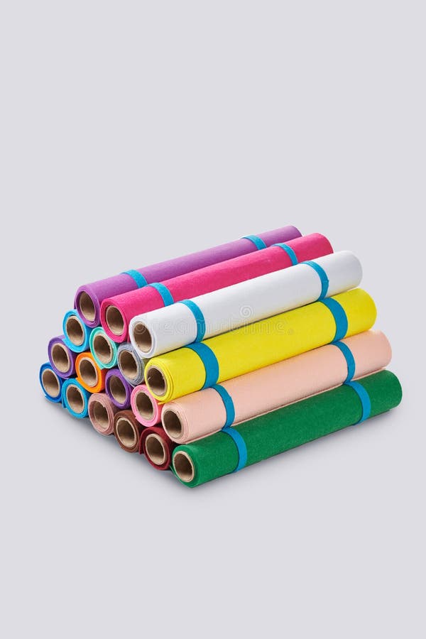 Multicolored Soft Felt Textile Material, Fabric Texture in Rolls Stock ...